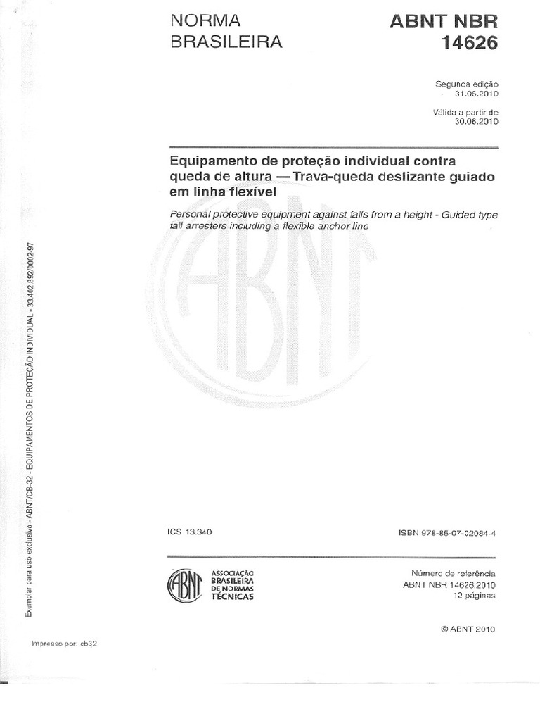 NBR 14626 Trava Quedas | PDF