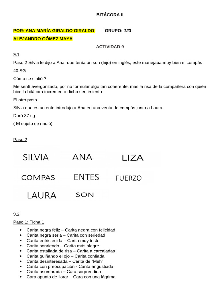 Bitácora Ana María Giraldo - Alejandro Gómez M - 113° | PDF | Atención | Memoria