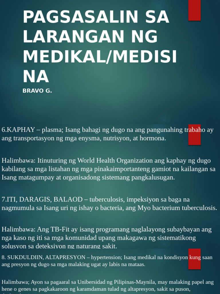 07 Pagsasalin Sa Parangan NG Medikal, Medisina | PDF