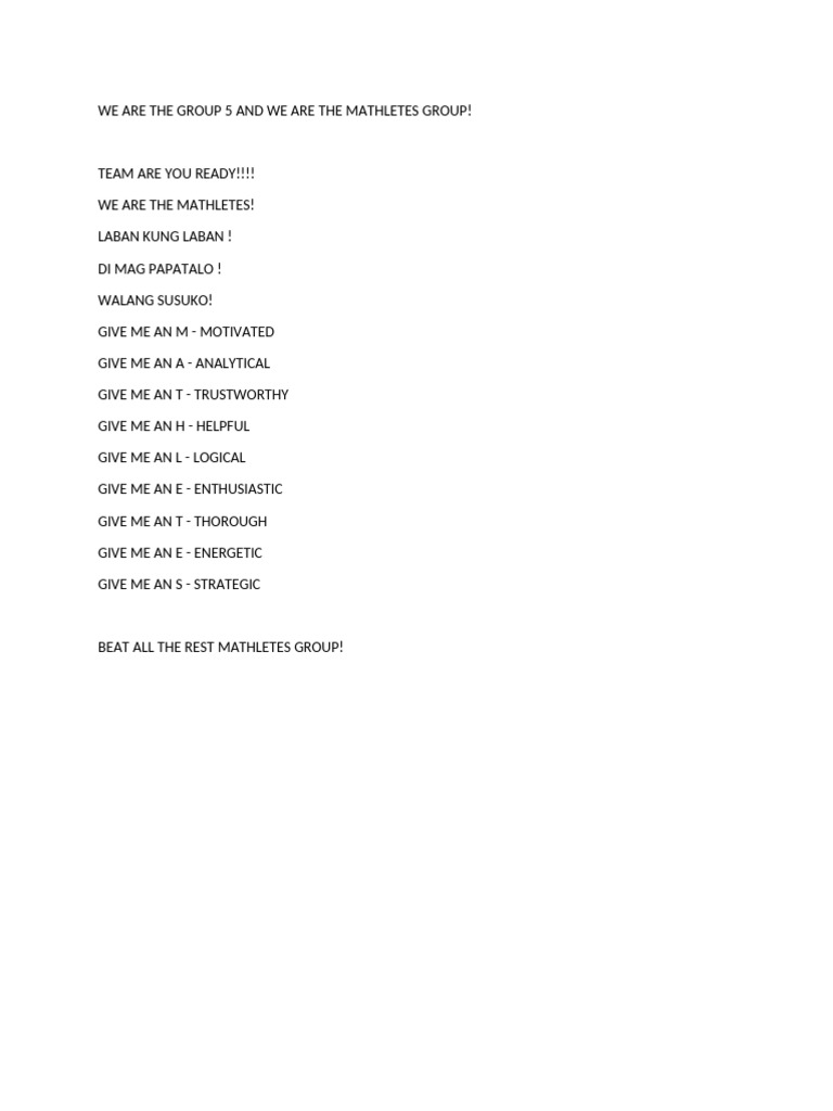 Mathletes Group Rallying Cry | PDF