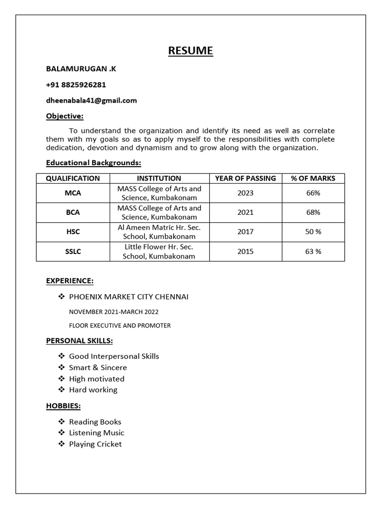 Balamurugan K Resume-1 (1) | PDF