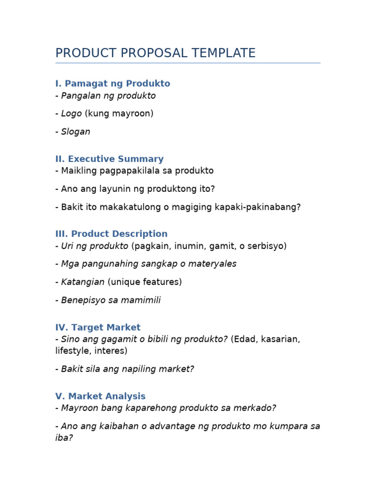 Product Proposal Template | PDF