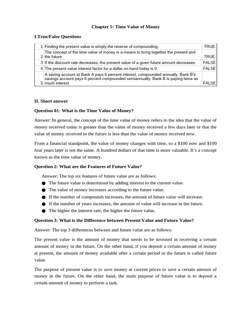 Chapter 5. Time Value of Money - Solution | PDF | Present Value | Interest