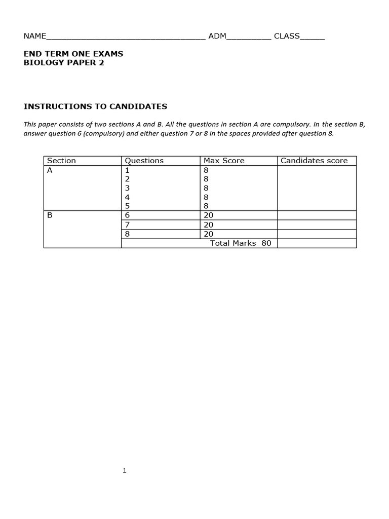 Biology f4 Pp2 Q Kcse 2024 | PDF | Genotype | Ovary