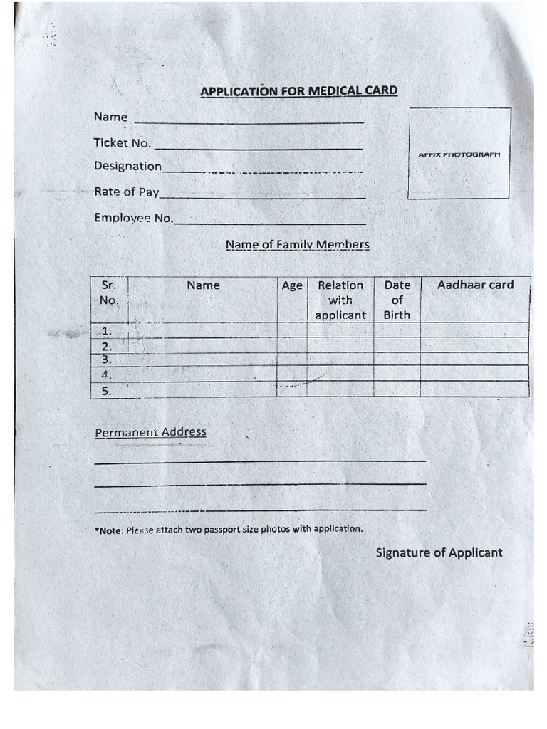 Application For Medical Card | PDF