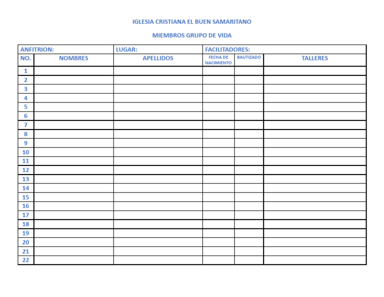 Asistencia Grupo de Vida - Iglesia Ebs | PDF