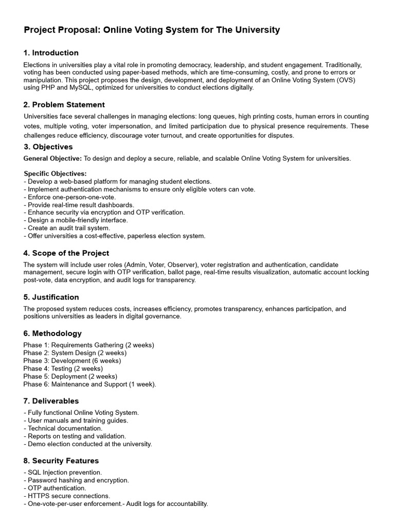Online Voting System Proposal for Universities | PDF | Electronic ...