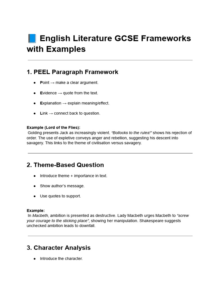 ? English Literature GCSE Frameworks With Examples | PDF | Macbeth