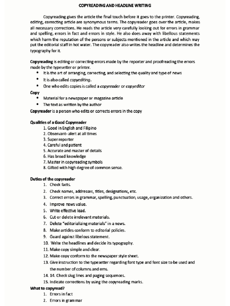 Copyreading Tips and Rules | PDF