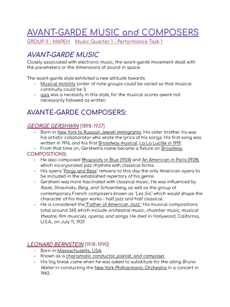 AVANTE GARDE (Self-Researched) | PDF | Entertainment | Performing Arts