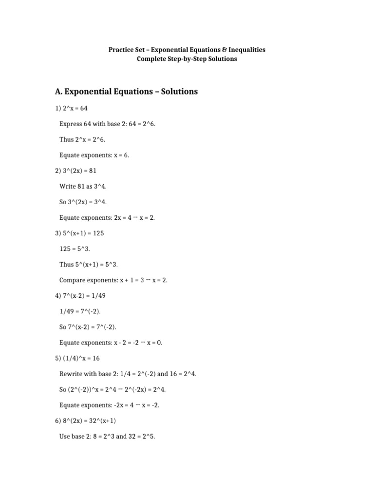 Exponential Equations & Inequalities Guide | PDF | Inequality ...