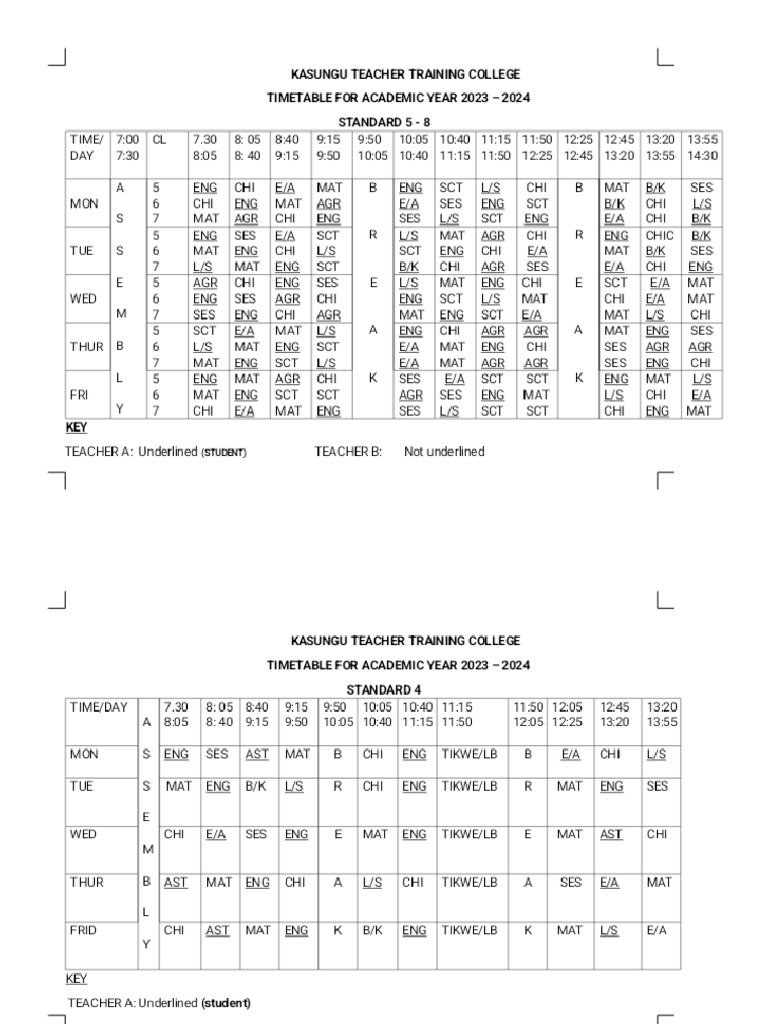 Timetables For TP Schools Phoenix | PDF