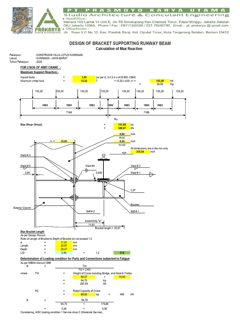 Crane Bracket Design Calculations | PDF | Stress (Mechanics ...