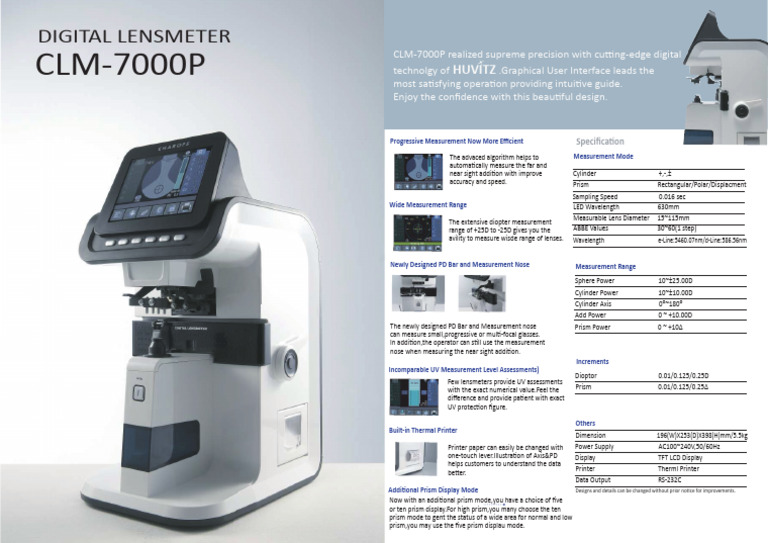 CLM-7000P Digital Lensmeter Overview | PDF | Electromagnetic Radiation ...