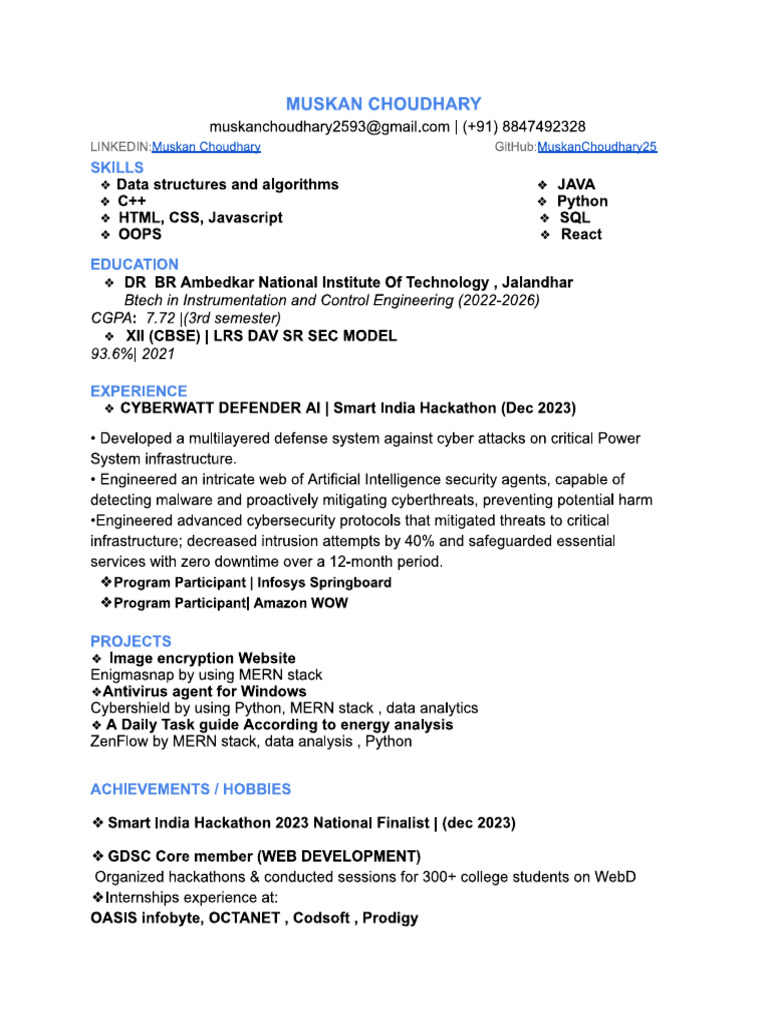 Muskan Choudhary | PDF