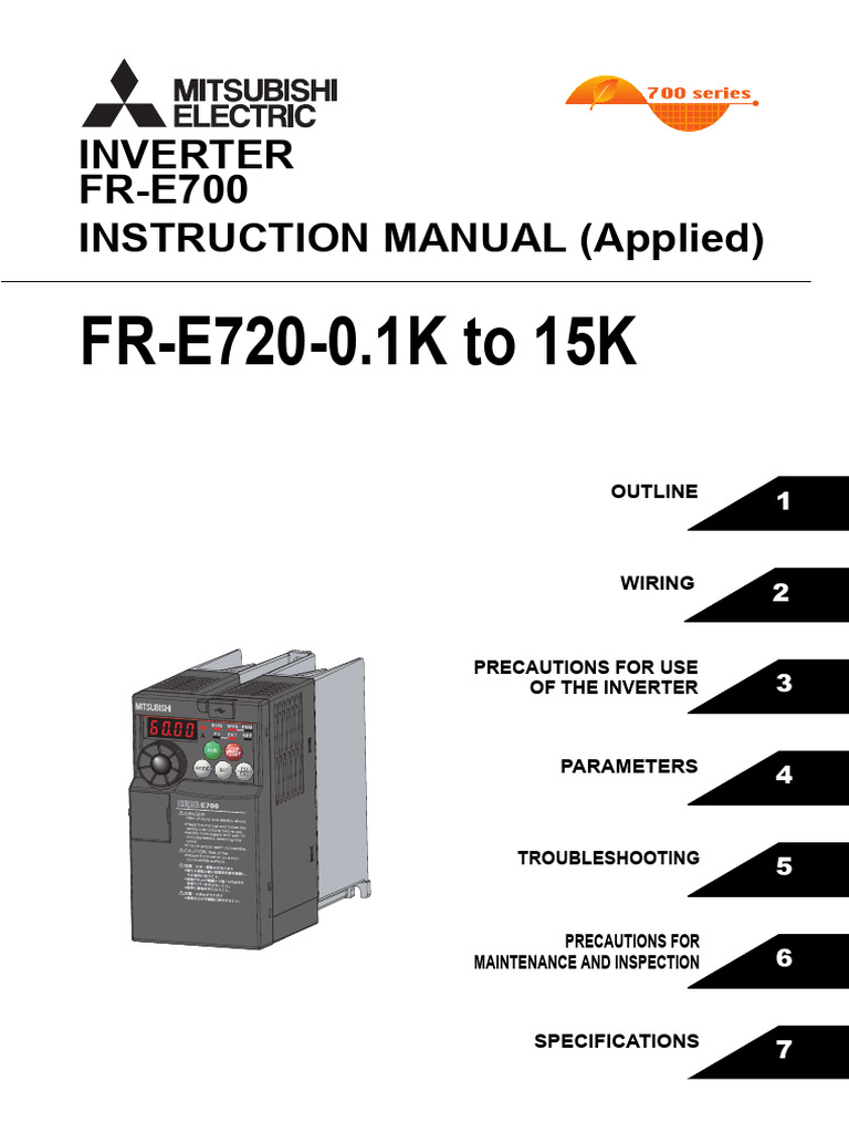 Mitsubishi FR-E700 Inverter Manual | PDF | Power Inverter | Electrical ...