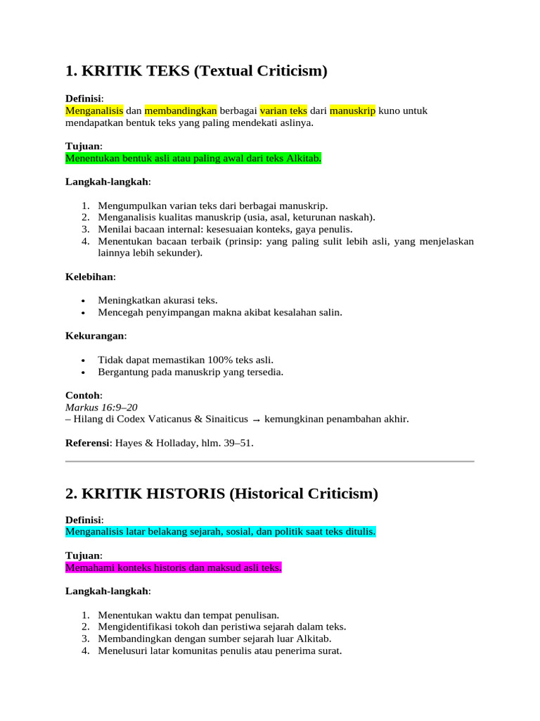Metode Kritik Teks Alkitab yang Beragam | PDF