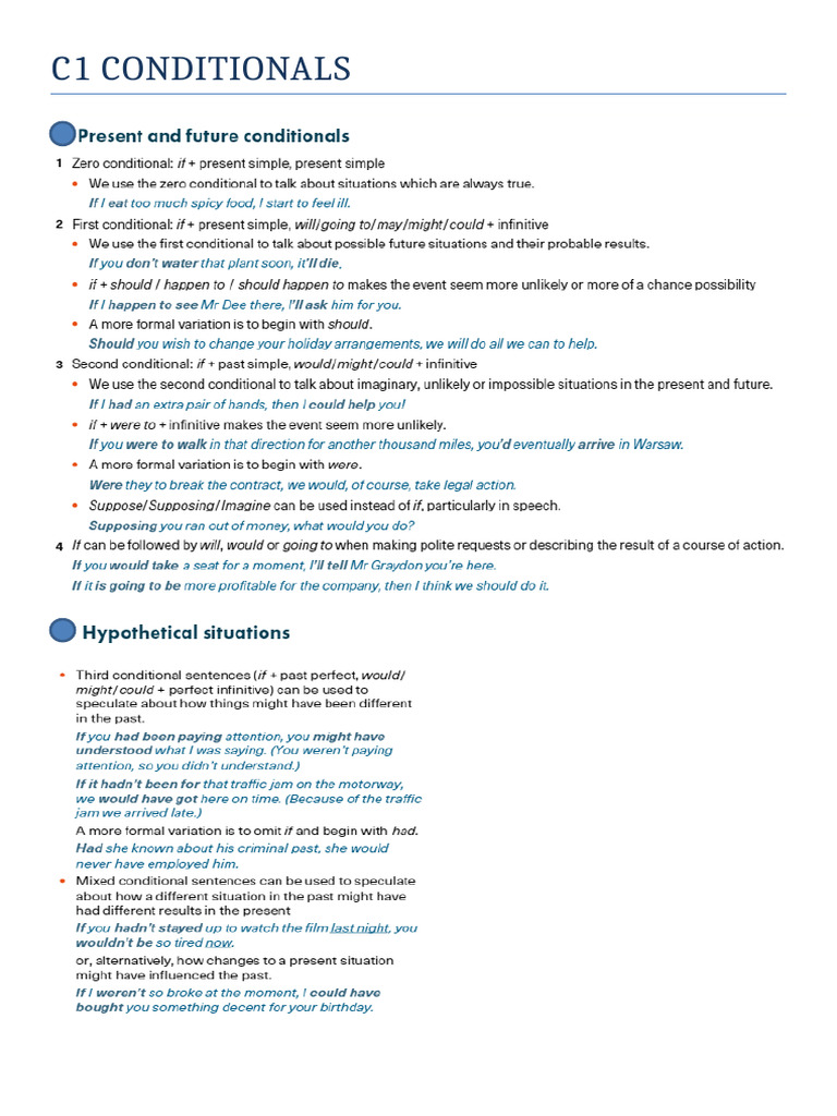 c1 Conditionals Theory | PDF