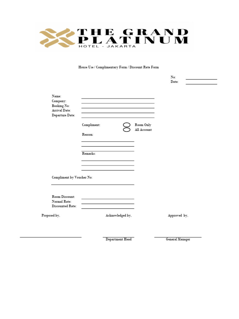 House Use and Complimentary Form | PDF