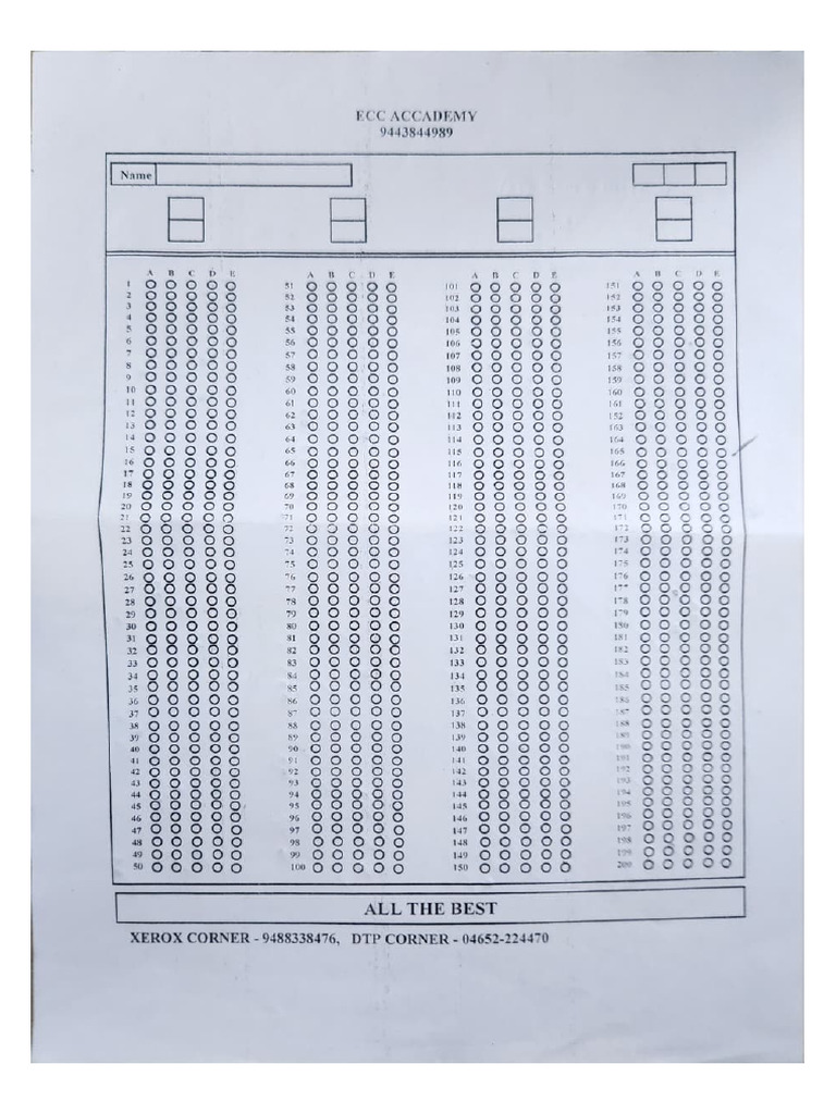 Option Marking Sheet Exact | PDF