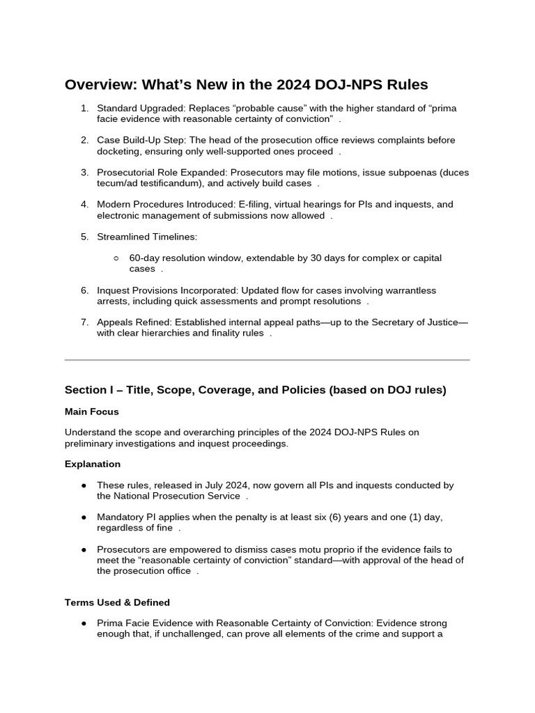 2024 DOJ-NPS Rules Overview | PDF | Bail | Prosecutor