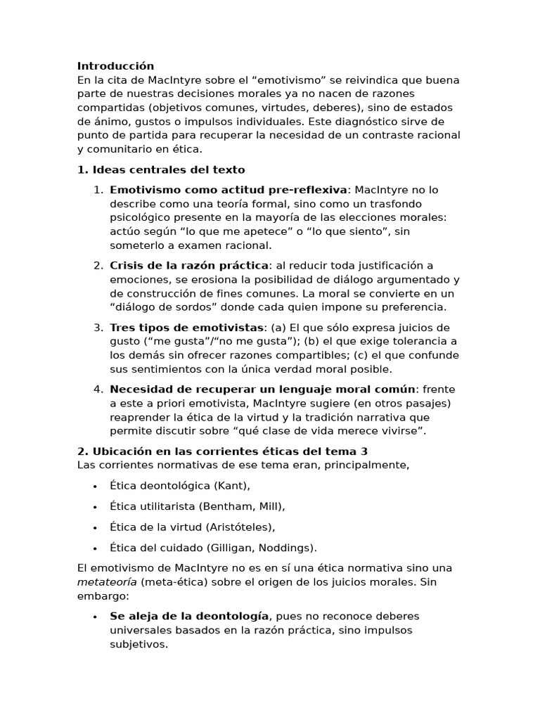Emotivismo | PDF | Bioética | Virtud