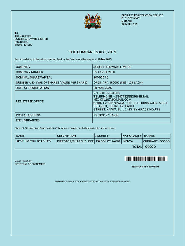 PVT-Y2U97MP8-Company CR - 12 JODEE HARDWARE | PDF