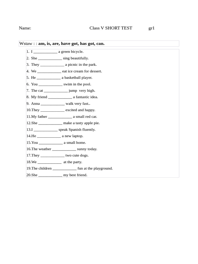 Primary 4 English Test: Fill in Blanks | PDF