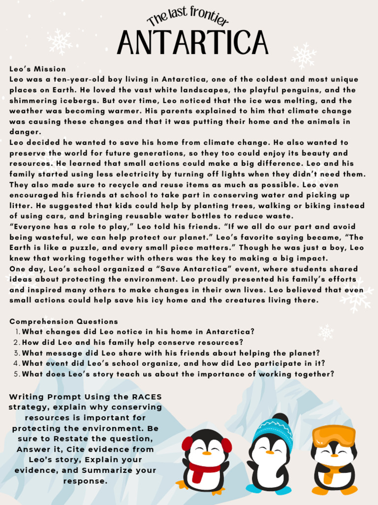 Leo's Mission to Save Antarctica | PDF | Antarctica | Natural Environment