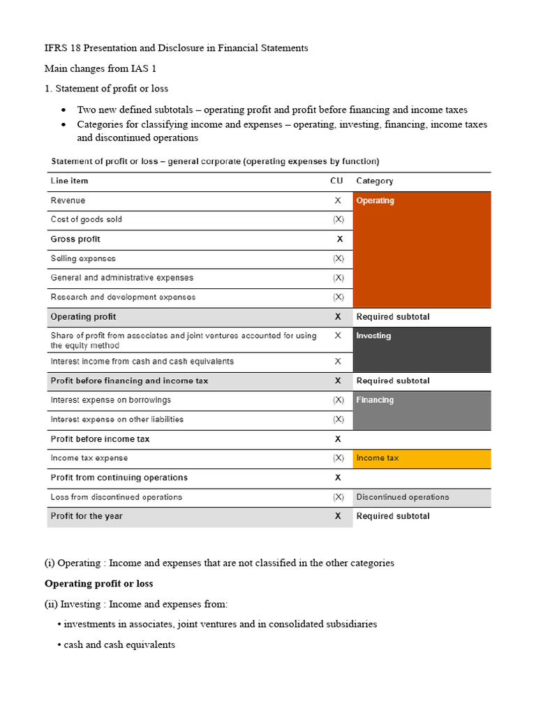 IFRS 18: Financial Statement Changes | PDF | Income | International ...