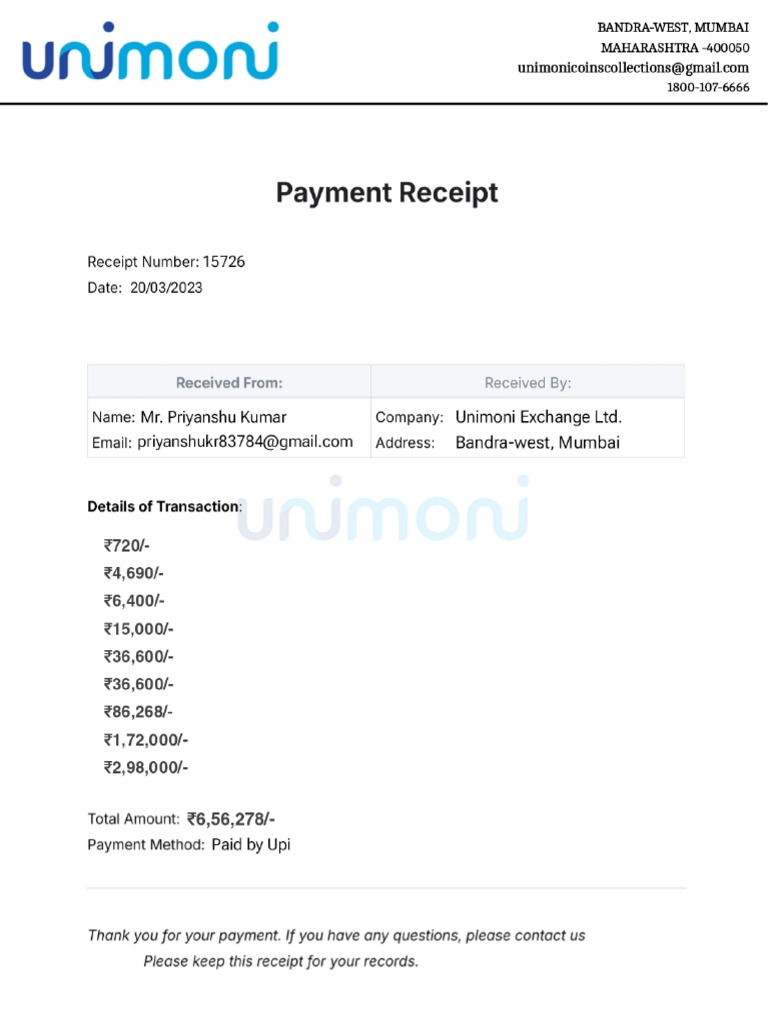 Payment receipt ( Mr. Priyanshu Kumar) | PDF