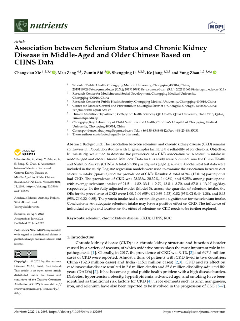 Association Between Selenium Status and Chronic Ki | PDF | Chronic ...