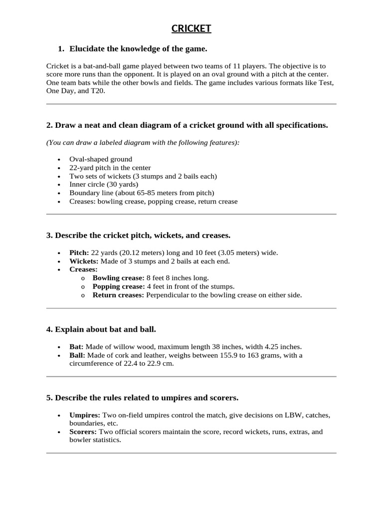Cricket Basics and Key Concepts | PDF | Bowling (Cricket) | Cricket