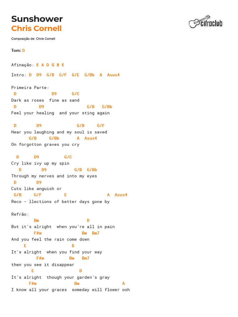 Elegant Lyrics To Sunshower By Chris Cornell Gallery