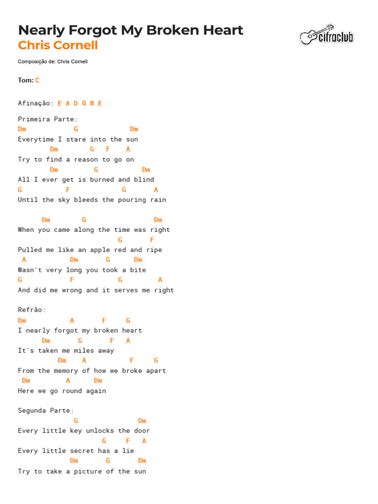 Chris Cornell - Nearly Forgot My Broken Heart | PDF