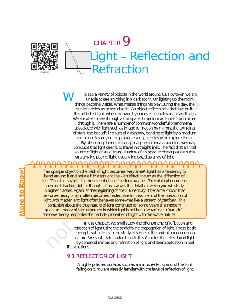 Reflection and Refraction of Light | PDF | Mirror | Light