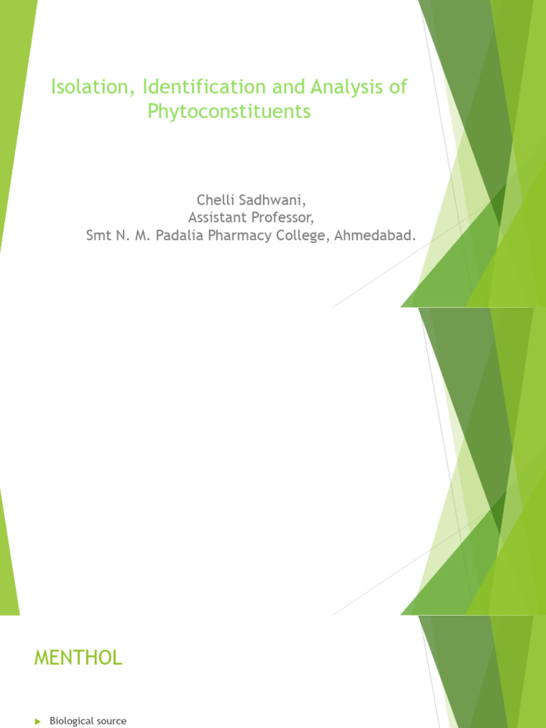 Isolation, Identification and Analysis of Phytoconstituents | PDF ...