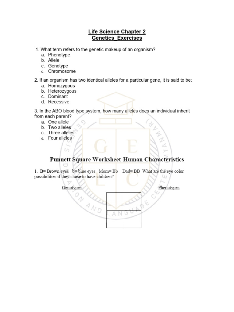 Life Science Chapter 2_Exercises | PDF