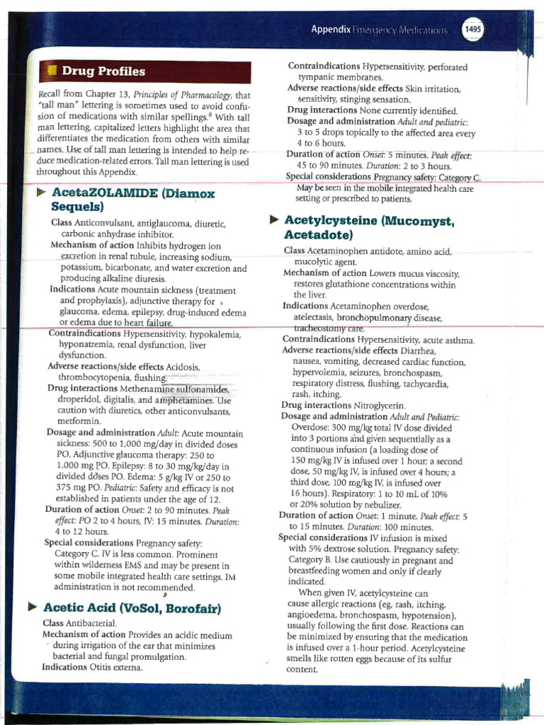 Paramedic Drug Formulary | PDF