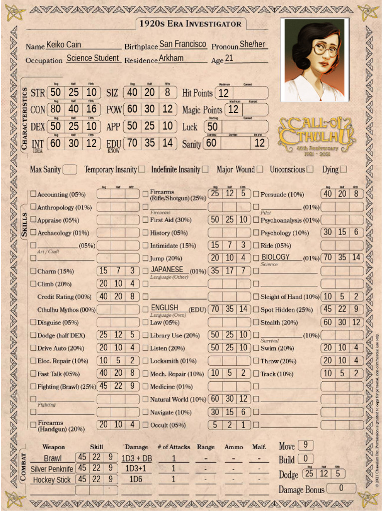 Cain Editable Character Sheet | PDF | Stationery | Writing Implements