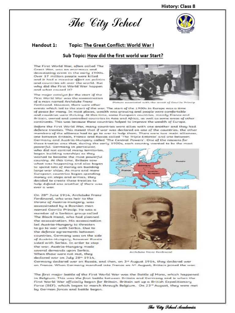 Handout 1-How Did The First World War Start | PDF