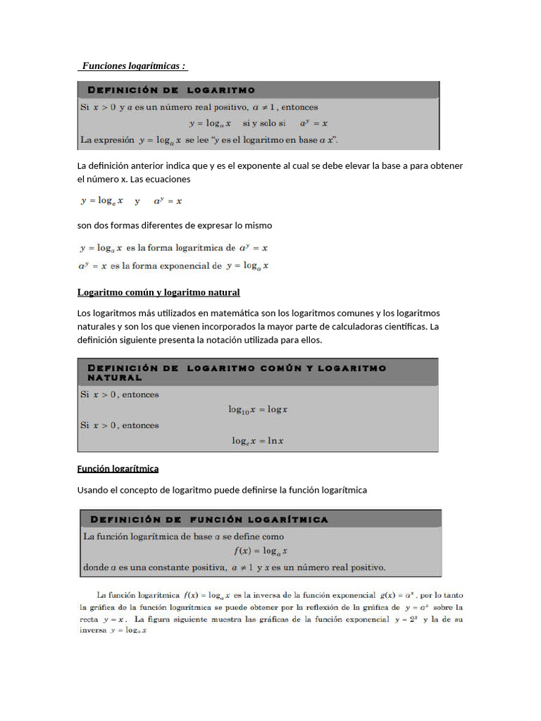 Funciones Logarítmicas y su Gráfica | PDF