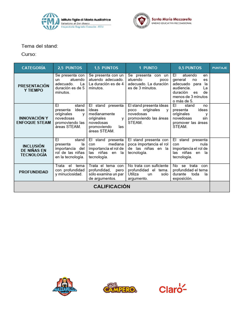 Rubrica Stands Mazzarello Gaming 2025 | PDF