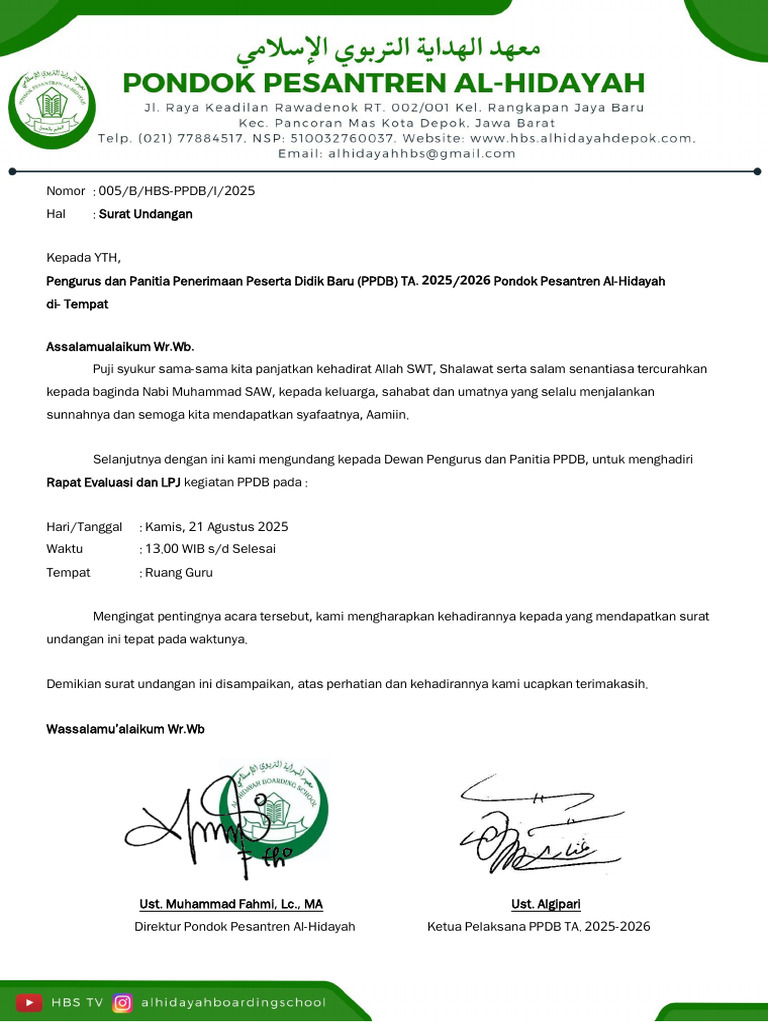 Undangan Rapat Evaluasi PPDB 2025 | PDF