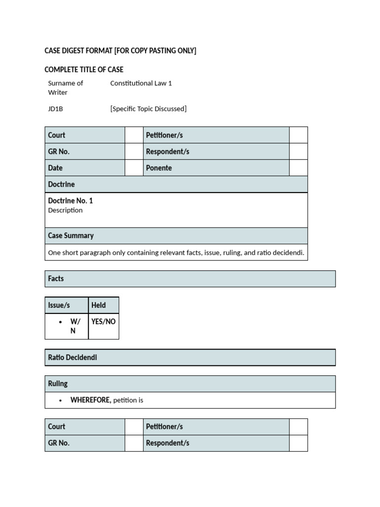 Case Digest Format Guide Philippines | PDF