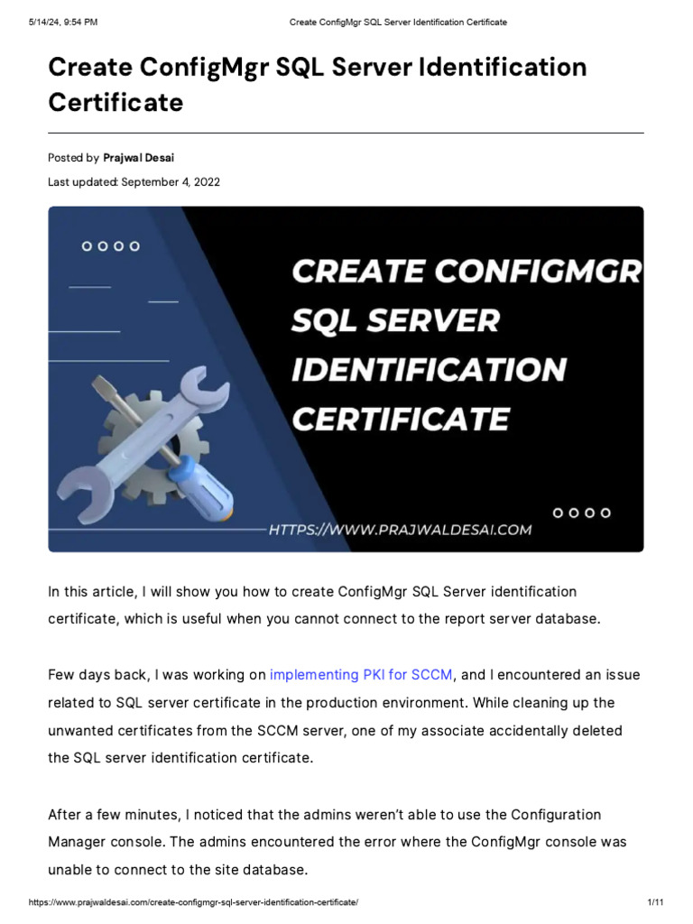 Create ConfigMgr SQL Server Identification Certificate | PDF | Public ...