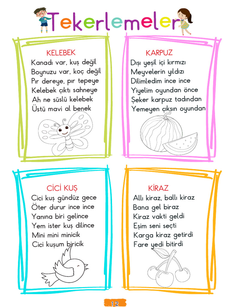 Sinif Turkce Tekerlemeler | PDF