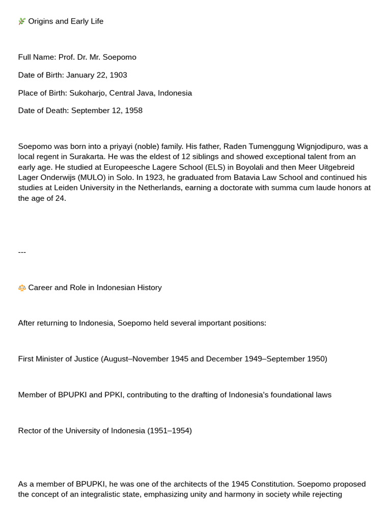 Here's The Story of Soepomo in English - 20250819 - 110123 - 0000 | PDF