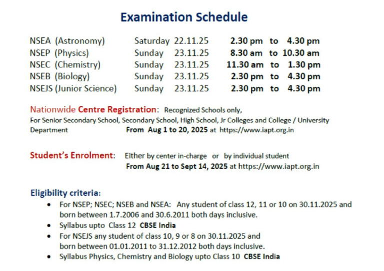 National Standard Examination - 2025 | PDF