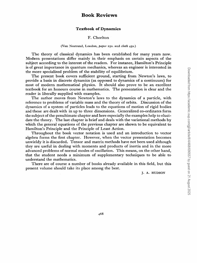 Book Reviews: Textbook Dynamics | PDF | Newton's Laws Of Motion ...